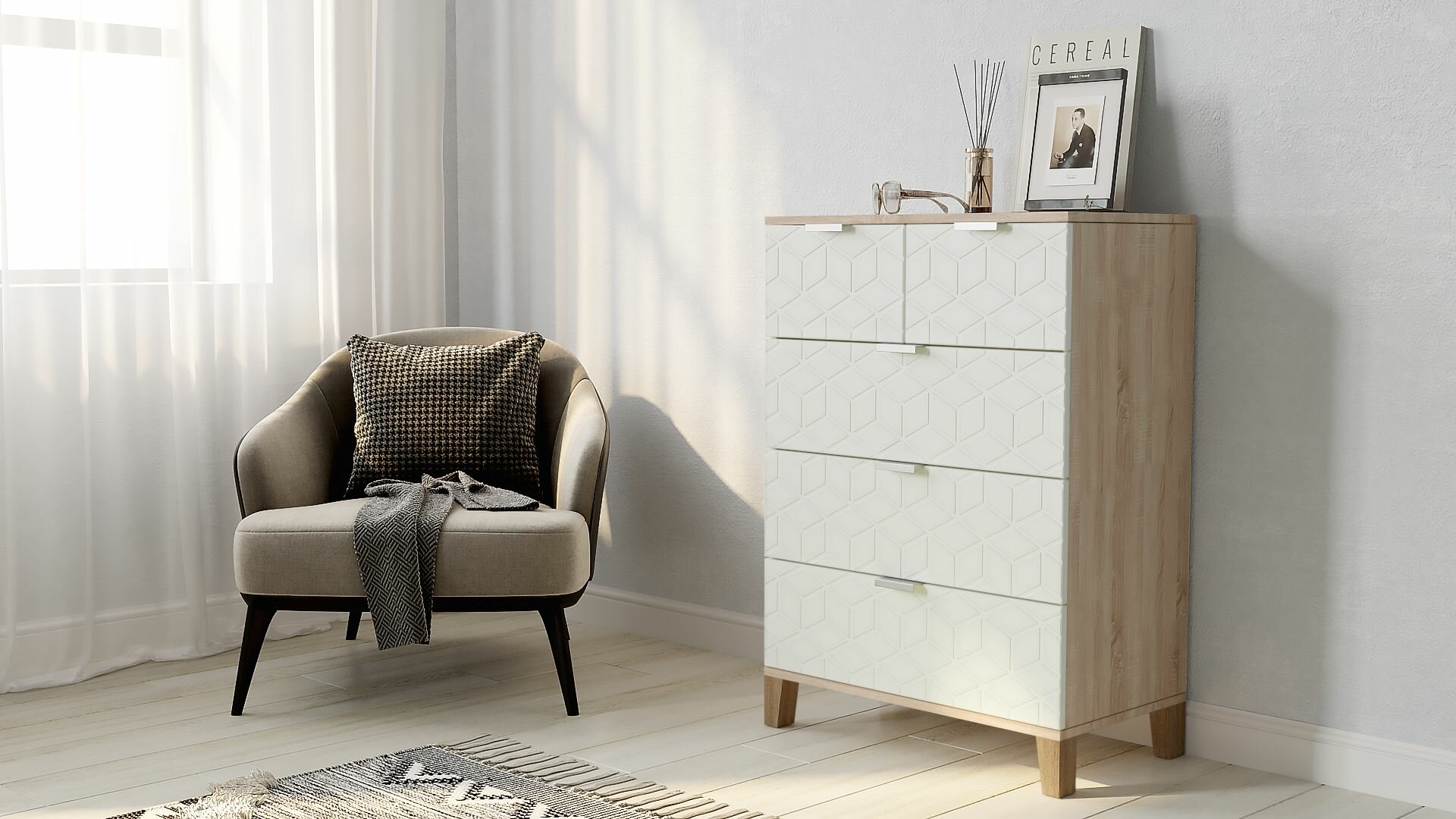 Комод с ящиками для одежды Йорк 21 с 5 ящиками 70 х 100 х 40 см