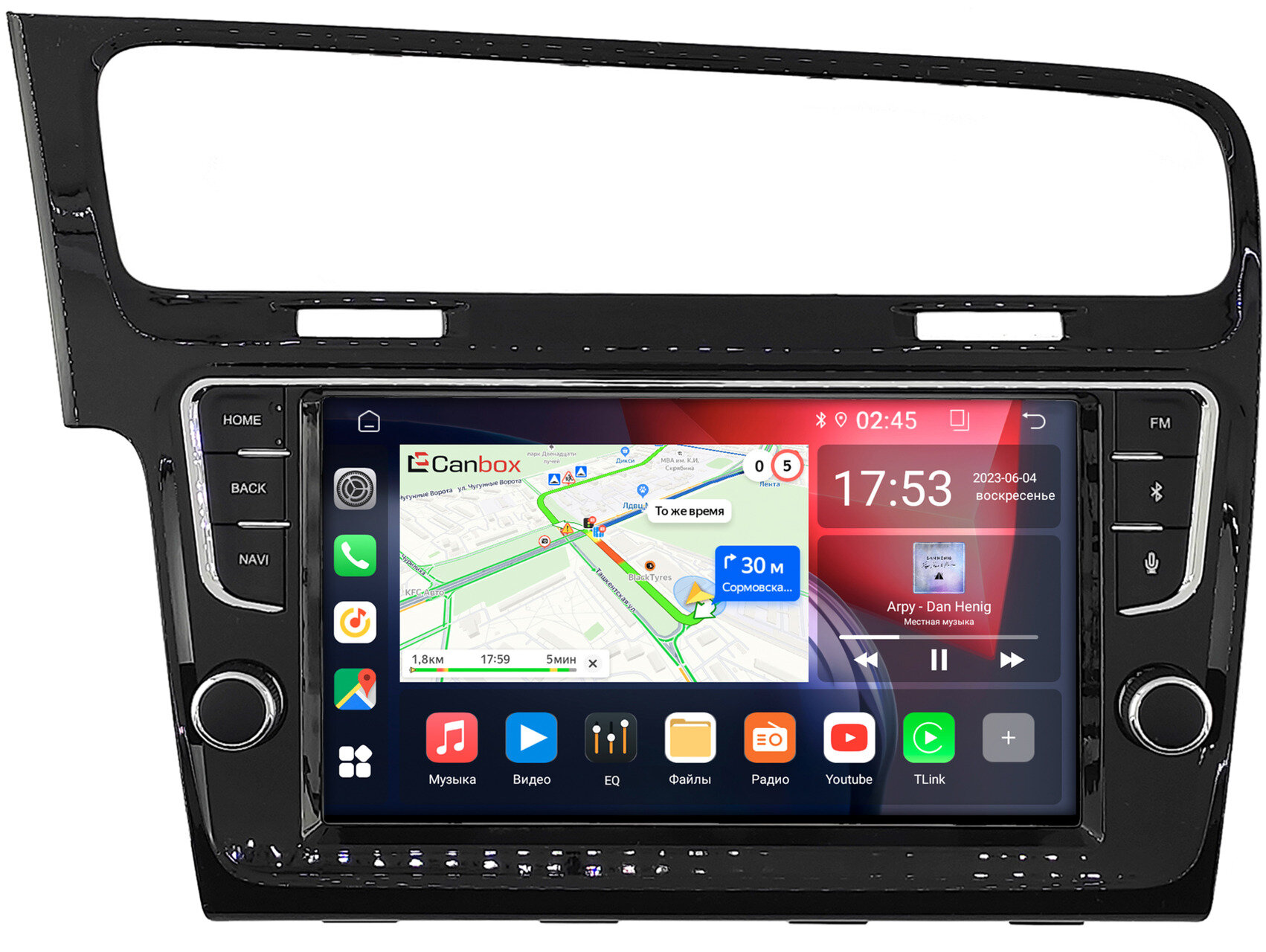 Штатная магнитола Volkswagen Golf 7 2012-2022 (черная, глянцевая) Canbox GT9-3461 2/32 Android 10 (IPS, DSP, CarPlay)