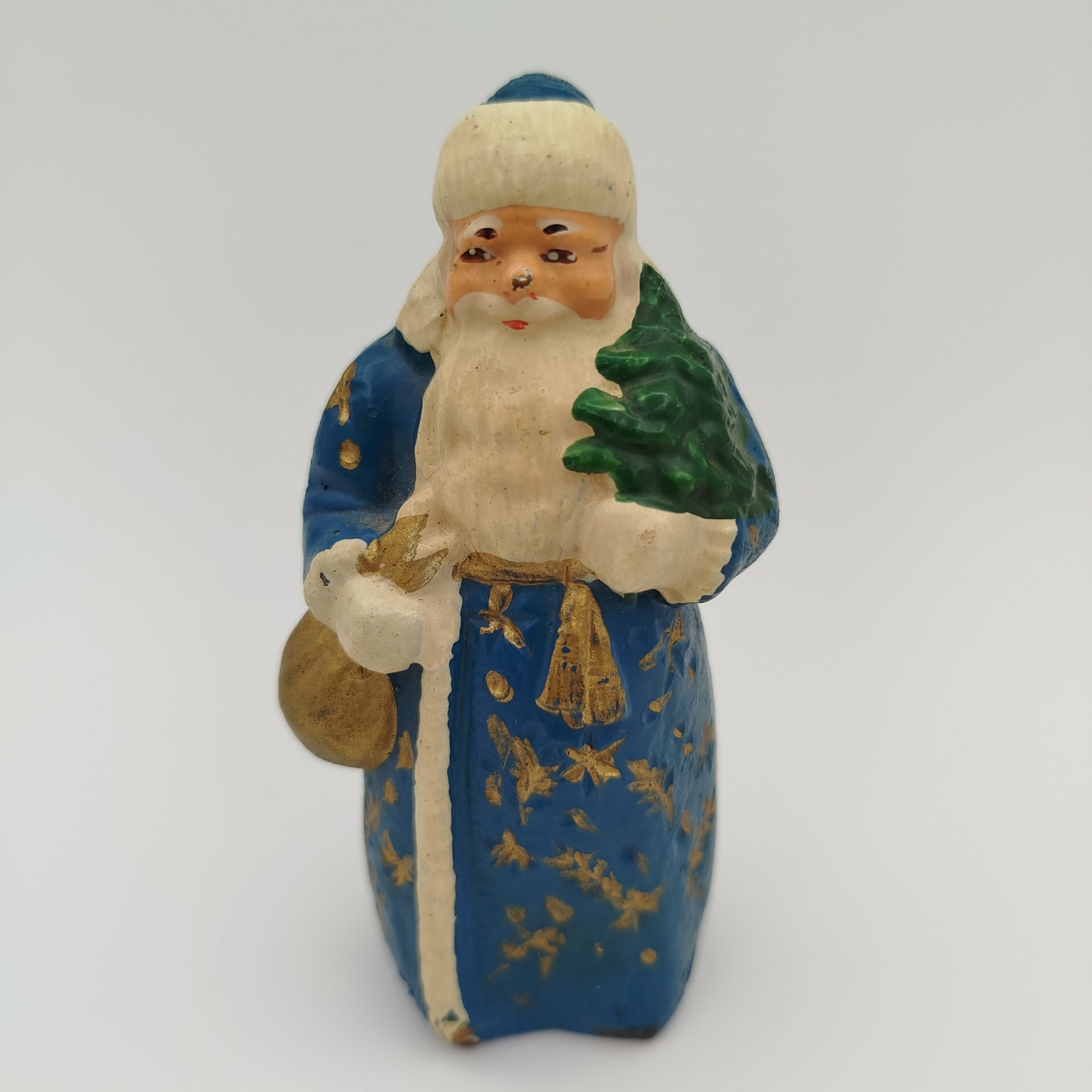 Игрушка новогодняя (под ёлку) «Дед Мороз», папье-маше, роспись, СССР, 1950-1960 гг.