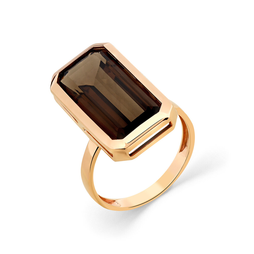 Кольцо, красное золото, 585 проба, раухтопаз