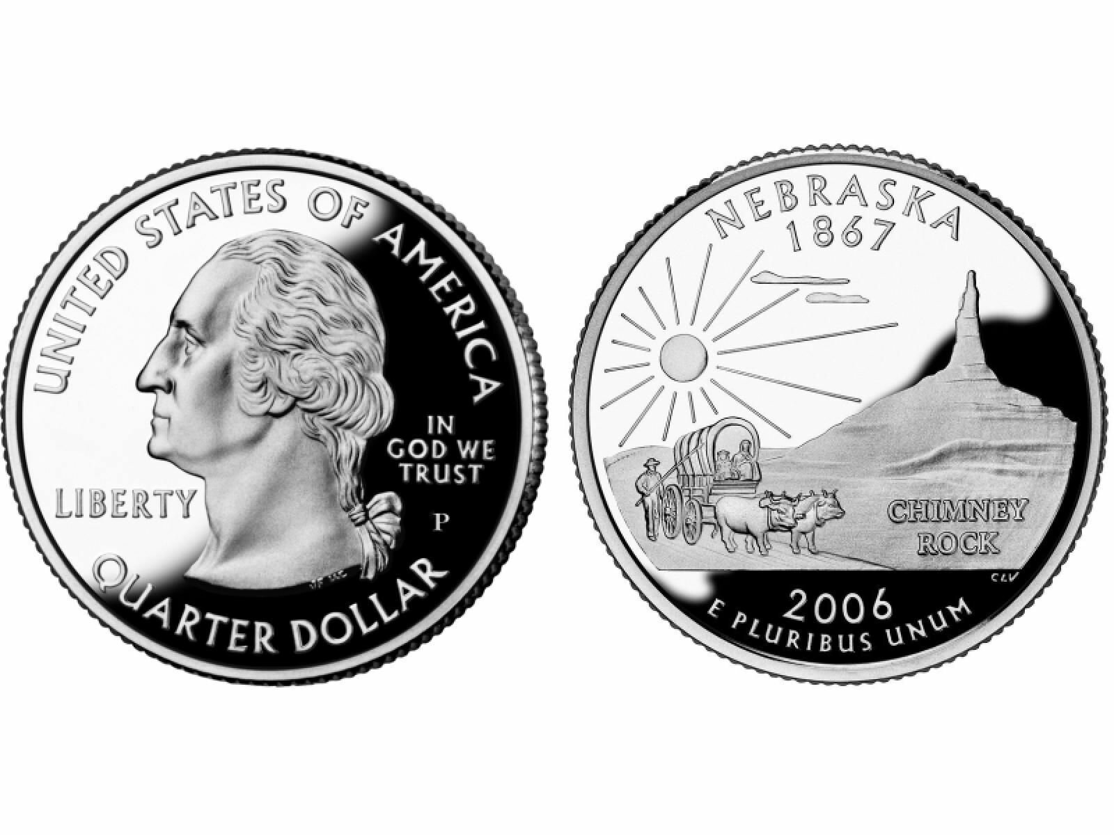 Монета квотер США 2006 г, Небраска (P)
