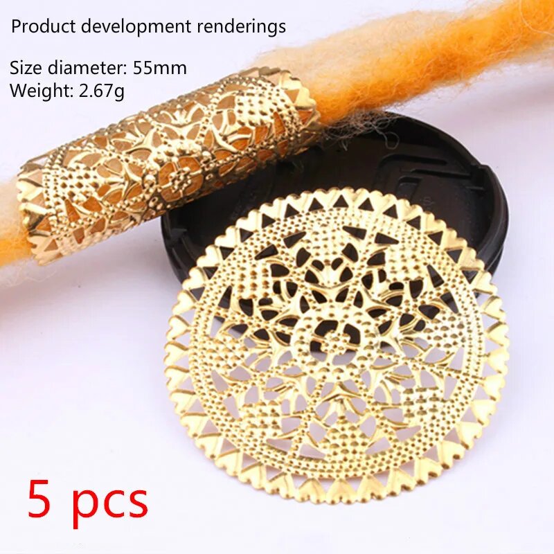 Комплект золотых колец для плетения кос 5 шт 5pcs NO.24