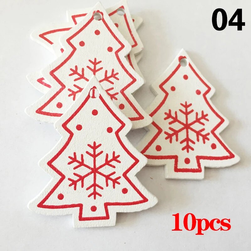 10 шт, рождественские деревянные украшения, сделай сам, рождественская елка, подвесные подвески, украшение для дома, новогодний декор для вечеринки, домашние поделки своими руками