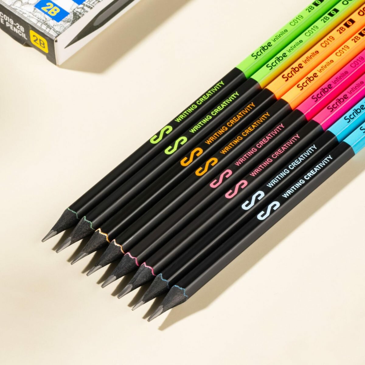 Карандаш чернографитный Deli Scribe (2B, заточенный, с ластиком, 6гр), 12шт.