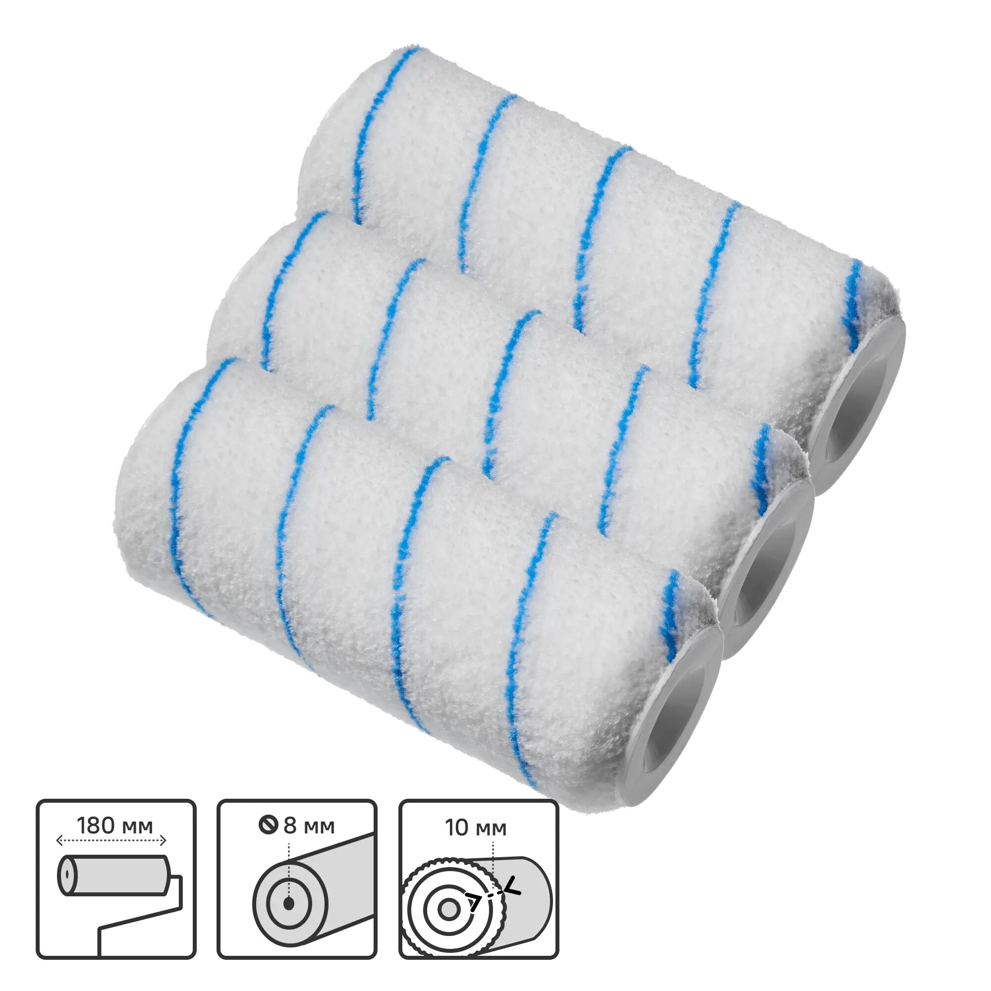 Валик сменный для водных красок Dexter 180 мм 3 шт