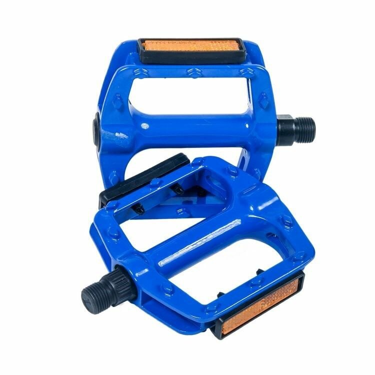 Педали 4BIKE M503BLU, синие, 118х112х25 мм, насыпные подшипники, стальная ось, платформа из литого алюминия