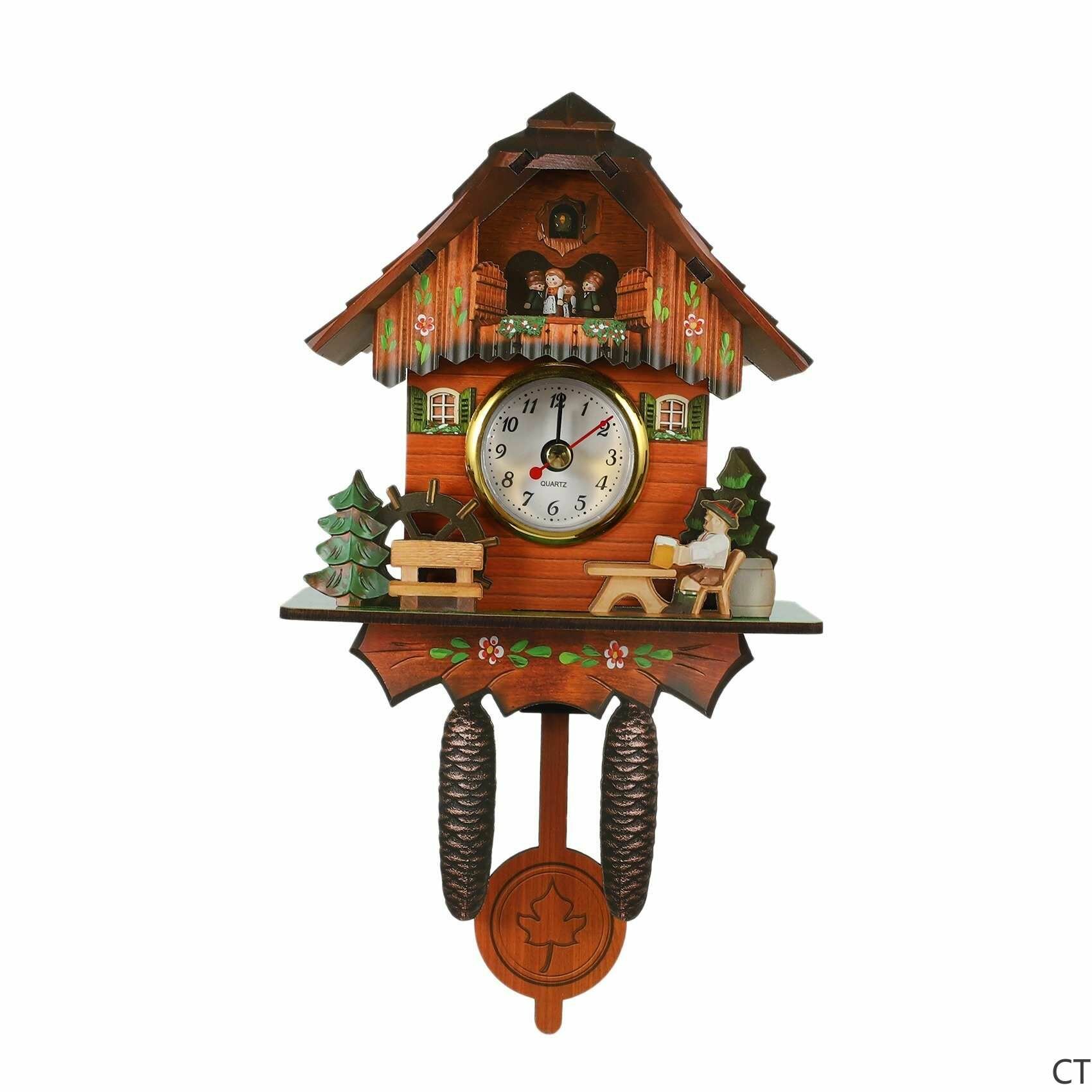 Антикварные деревянные настенные часы Bird Time Bell Swing Watch Decor 006 jey