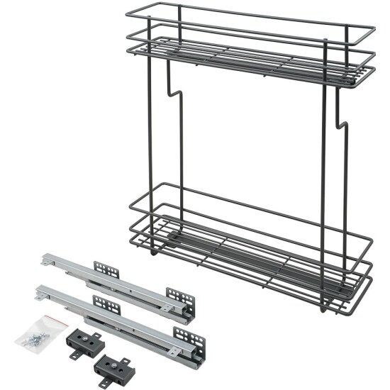 Бутылочница Lemax Prof на скрытых направляющих с доводчиком в базу 150 мм (правая), вулканический серый (VK-05-150DR-VG)