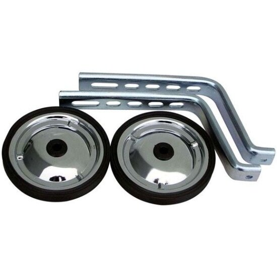 Колеса боковые для детских велосипедов M-wave 00-170603, на 12-20" с крепежом балансирные металлические 128мм хромированные