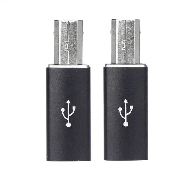 Женский USB C-папа USB B-адаптер типа C в MIDI-конвертер для принтеров Электрические пианино Синтезаторы Микрофоны Адаптеры для ноутбуков 2pcs Black