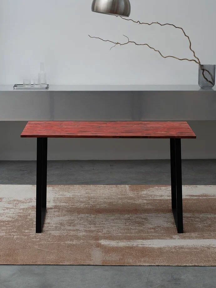 Стол с деревянной столешницей лофт Красное Дерево125х60х71
