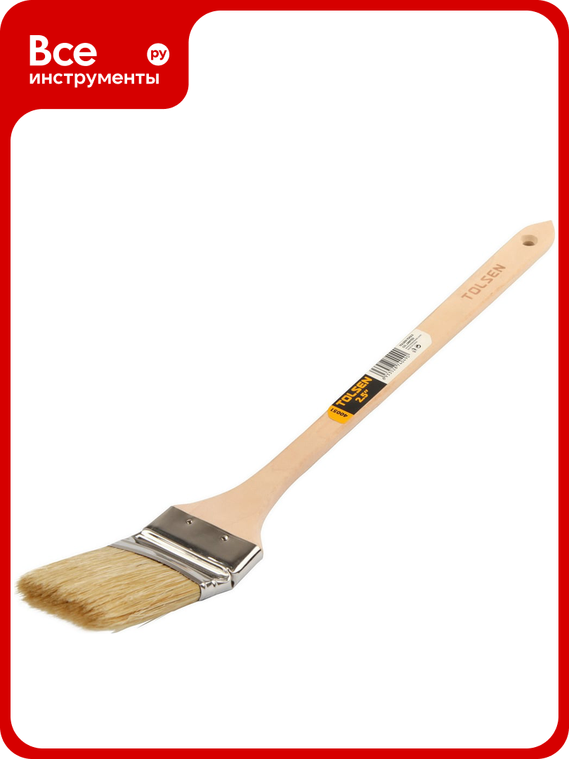 Кисть радиаторная TOLSEN 1.5", смешанная щетина, дерев. ручка, нерж. оправка 40049
