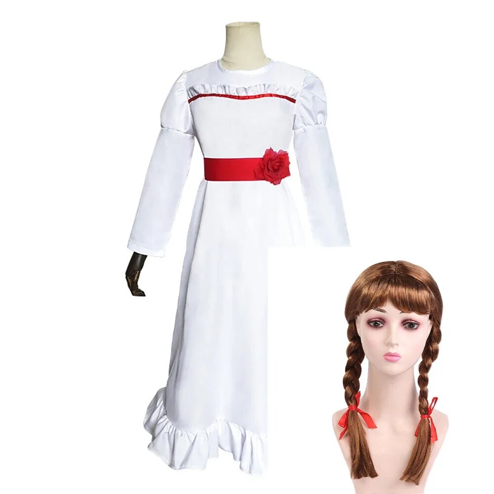Аниме Conjing кукла Аннабель платья Косплей костюмы парик костюм Хэллоуин карнавал вечерние платье для женщин детей взрослых костюм униформы