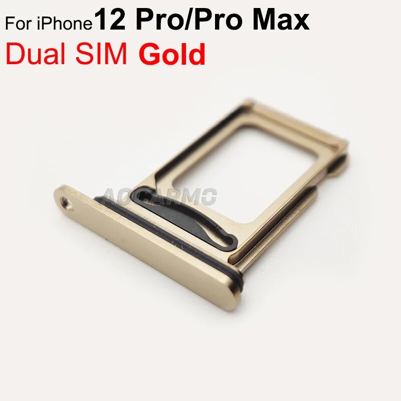 Aocarmo Sim-карта для iPhone 12 Pro/Pro Max, одинарная, две SIM-карты, металлический пластиковый лоток Nano SIM, держатель слота MicroSD Dual------Gold