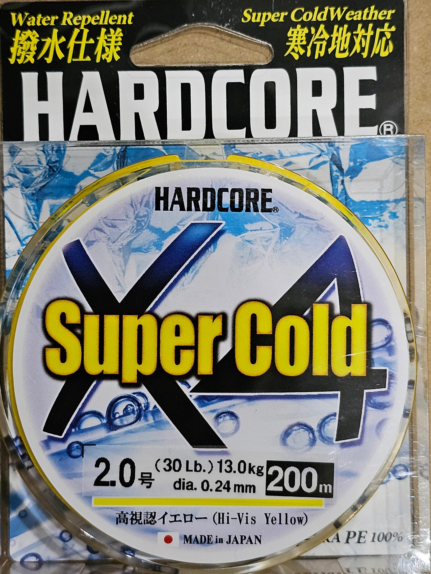 Плетеный шнур Duel Hard-core Super Cold X4 200 метров Hi-Vis Yellow #2.0 (0.24мм)