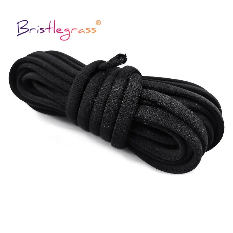 Эластичная лента BRISTLEGRASS 3/16", 70% нейлон, 30% спандекс, 2 ярда Черный, 7mm, Black, 5 Yards