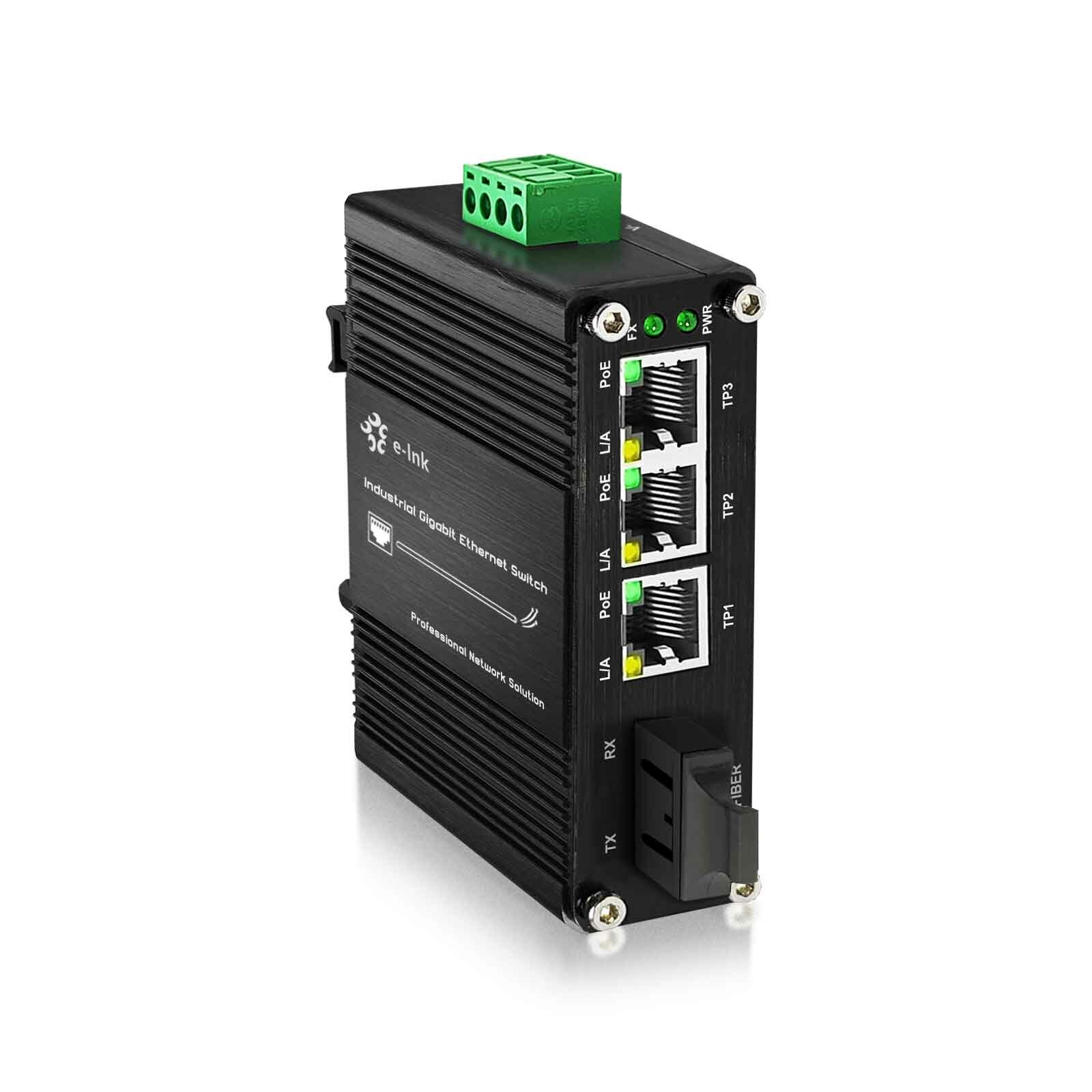 Гигабитный 3-портовый оптоволоконный коммутатор PoE (3×RJ45 + 1×SC) — LNK-IMC103GP-20