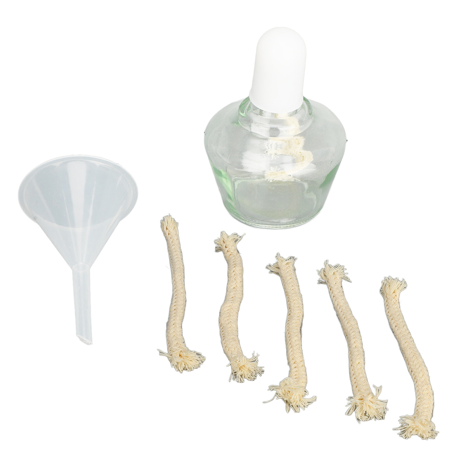 Спиртовка 150 мл, стеклянная, лабораторная, с 5 сменными фитилями и 1 воронкой