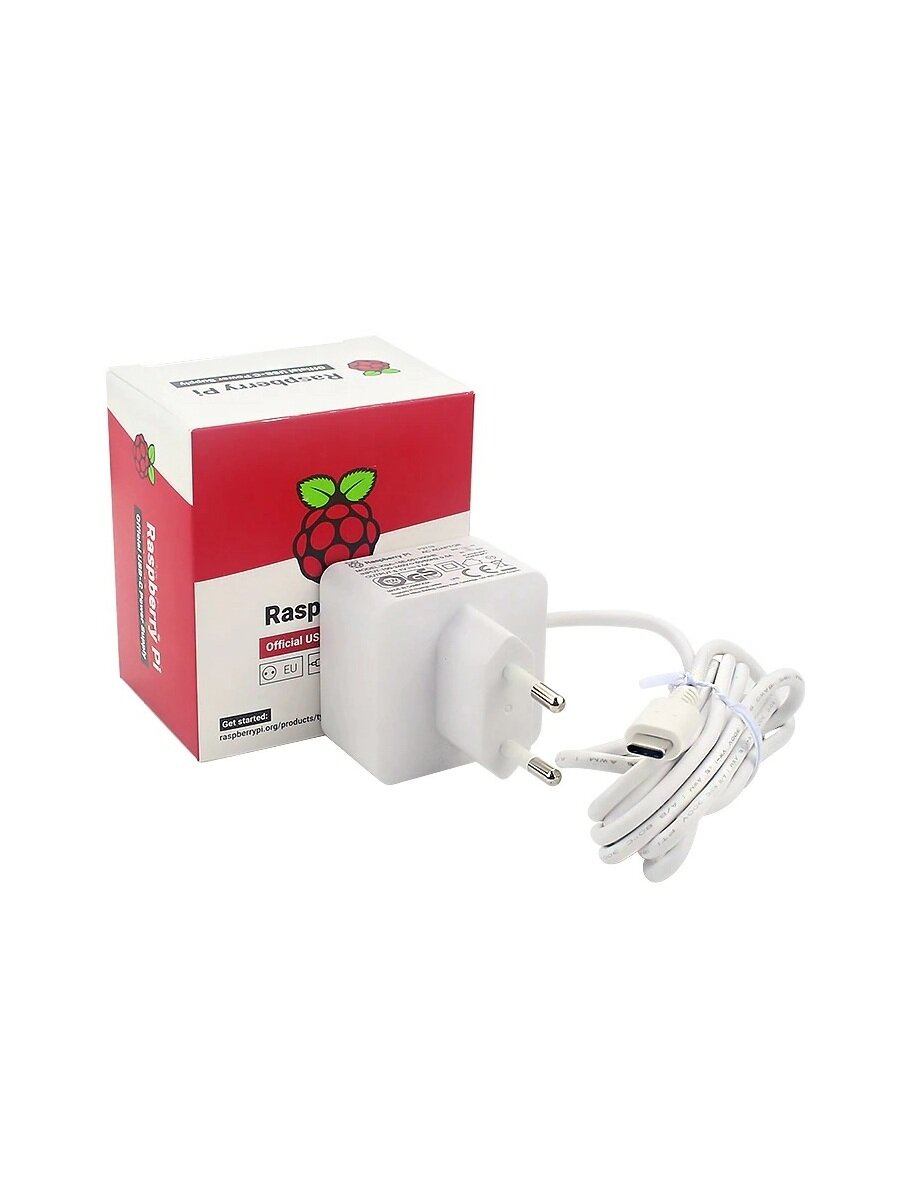 Блок питания Raspberry Pi Official USB-C Power Supply для Raspberry Pi 4, 5.1В/3А, 15.3Вт, длина кабеля 1,5м