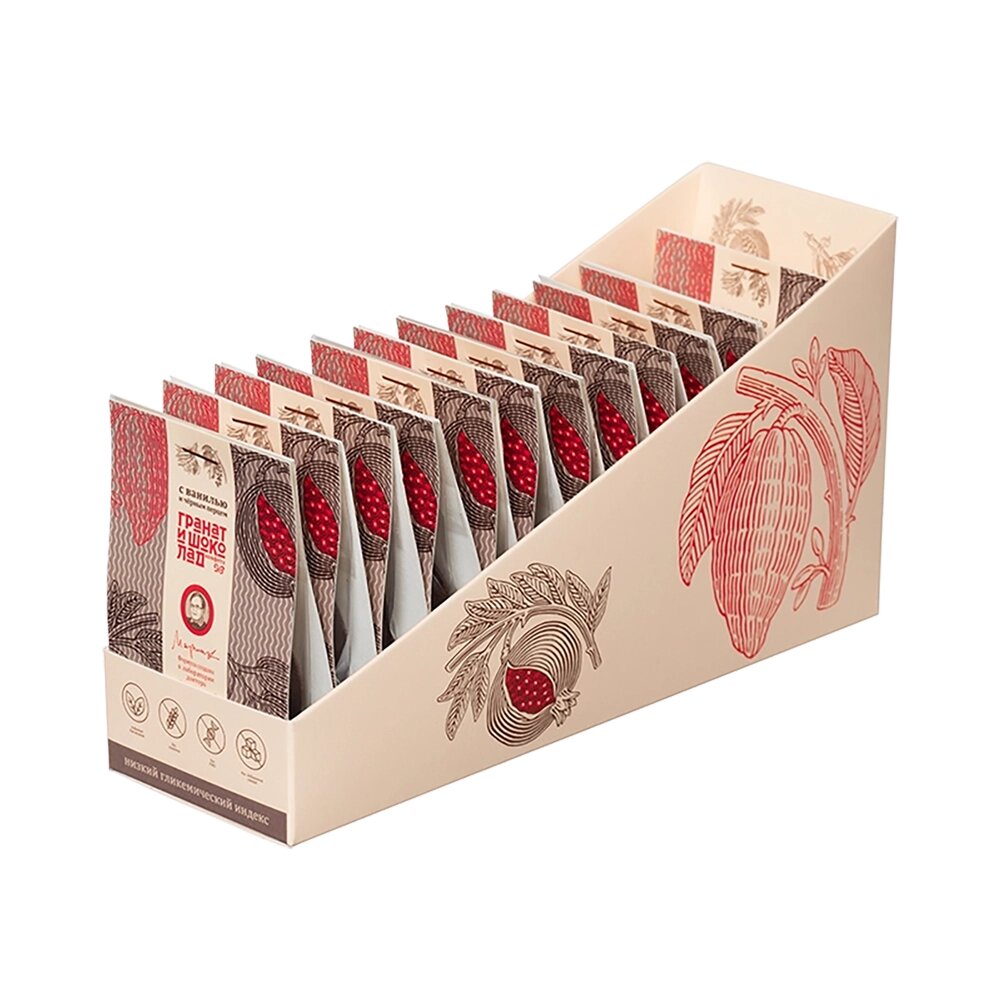 Набор шоколадных конфет без сахара “Гранат и шоколад” Ассорти 3 вкуса — 12 штук, конфеты Маршака