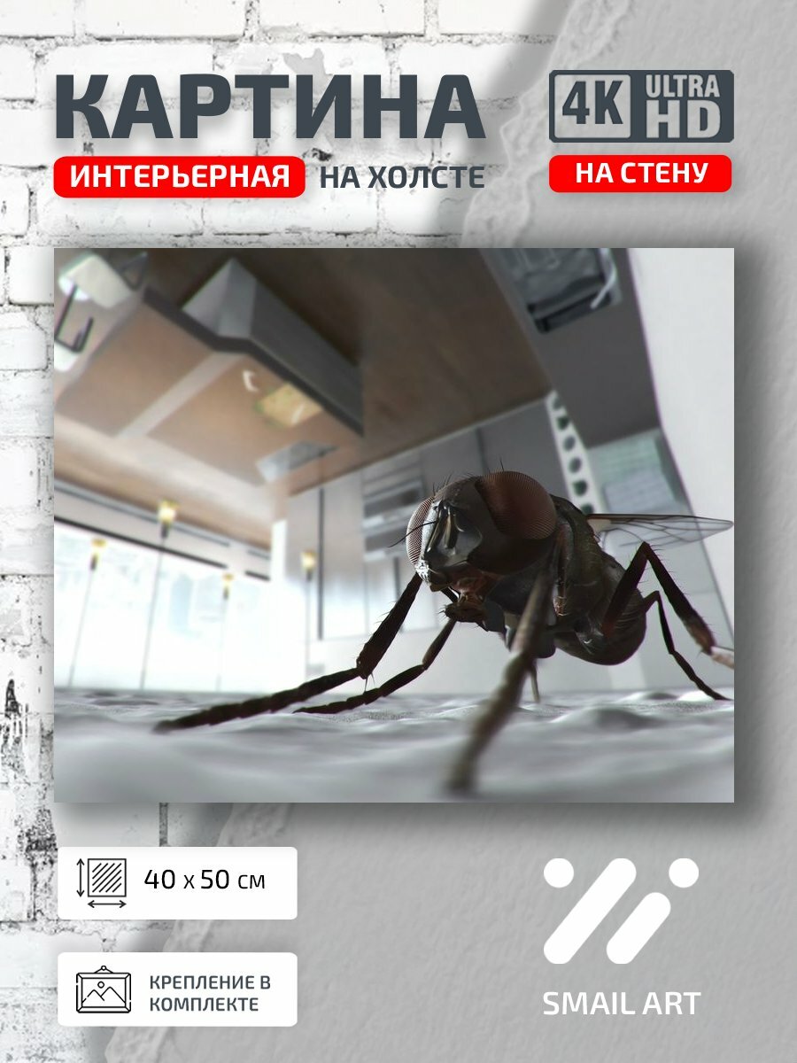 Картина на холсте интерьерная 40 на 50 на стену Муха Mood для кабинета атмосфера интерьер