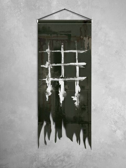 Флаг орков вертикальный с рваным краем, 50х120 см на шёлке для ручного древка