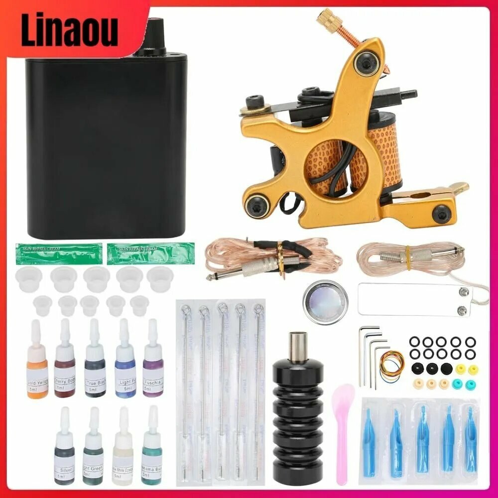 Полный комплект для тату, портативный, удобный для художников татуировки