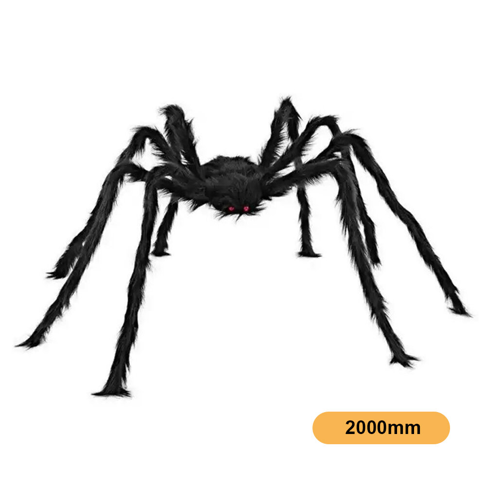 Декорации для фестивалей Пауки Реалистичные Волосатые Пауки Сеть Ужасные Декоративные Атрибуты для Innen, Außen и Двор, Черный Паук: 900мм, 1250мм, 1500мм, 2000мм (Варианты); Павучья Сеть: Белая, Черная (Варианты), Материал: Плюш, 1*Паук