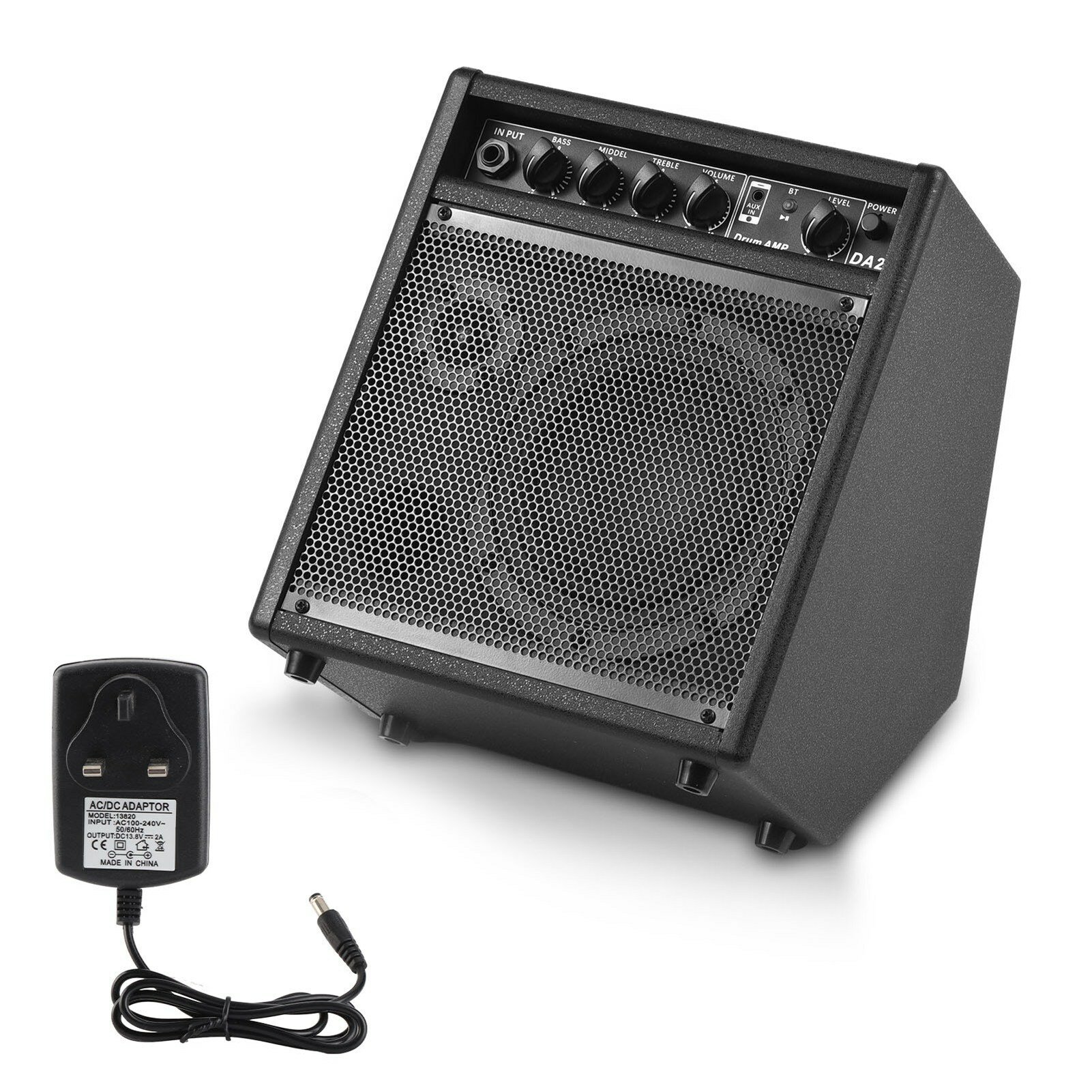 Электронная ударная установка, портативный Bluetooth-усилитель для тренировок на электробарабанах, клавишных инструментах и деревянных гитарах для домашних репетиций.