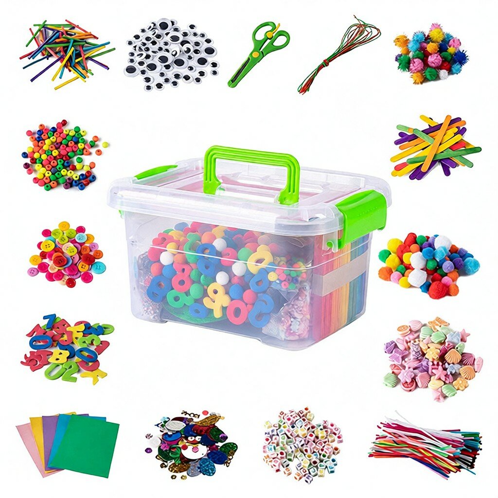 Набор материалов для ручного творчества и ремёсел DIY, более 2000 деталей, с переносной коробкой, для студентов, школ, садов детского возраста, дома, упаковка размером 25*19*13 см, вес 526 г, 1 набор материалов для DIY