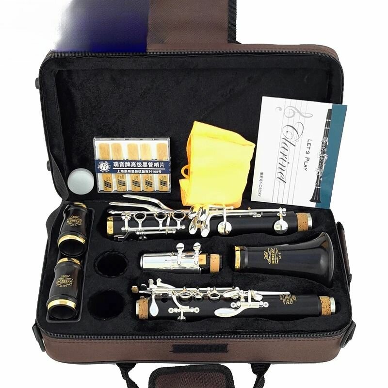 Кларнет MORESKY Bb, черное дерево, посеребренный, 18 клавиш, гренадилла, си-би-кларнет M191