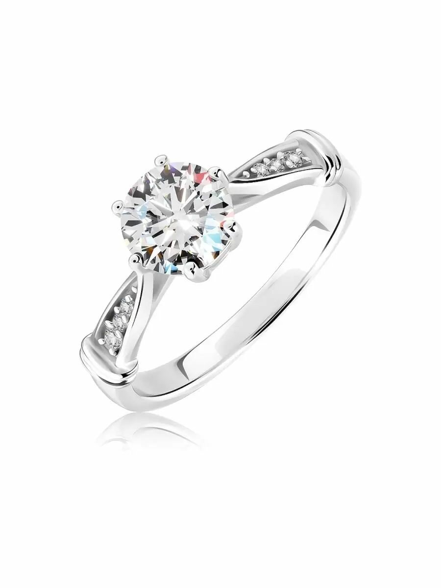 Кольцо помолвочное, серебро, 925 проба, родирование, циркон