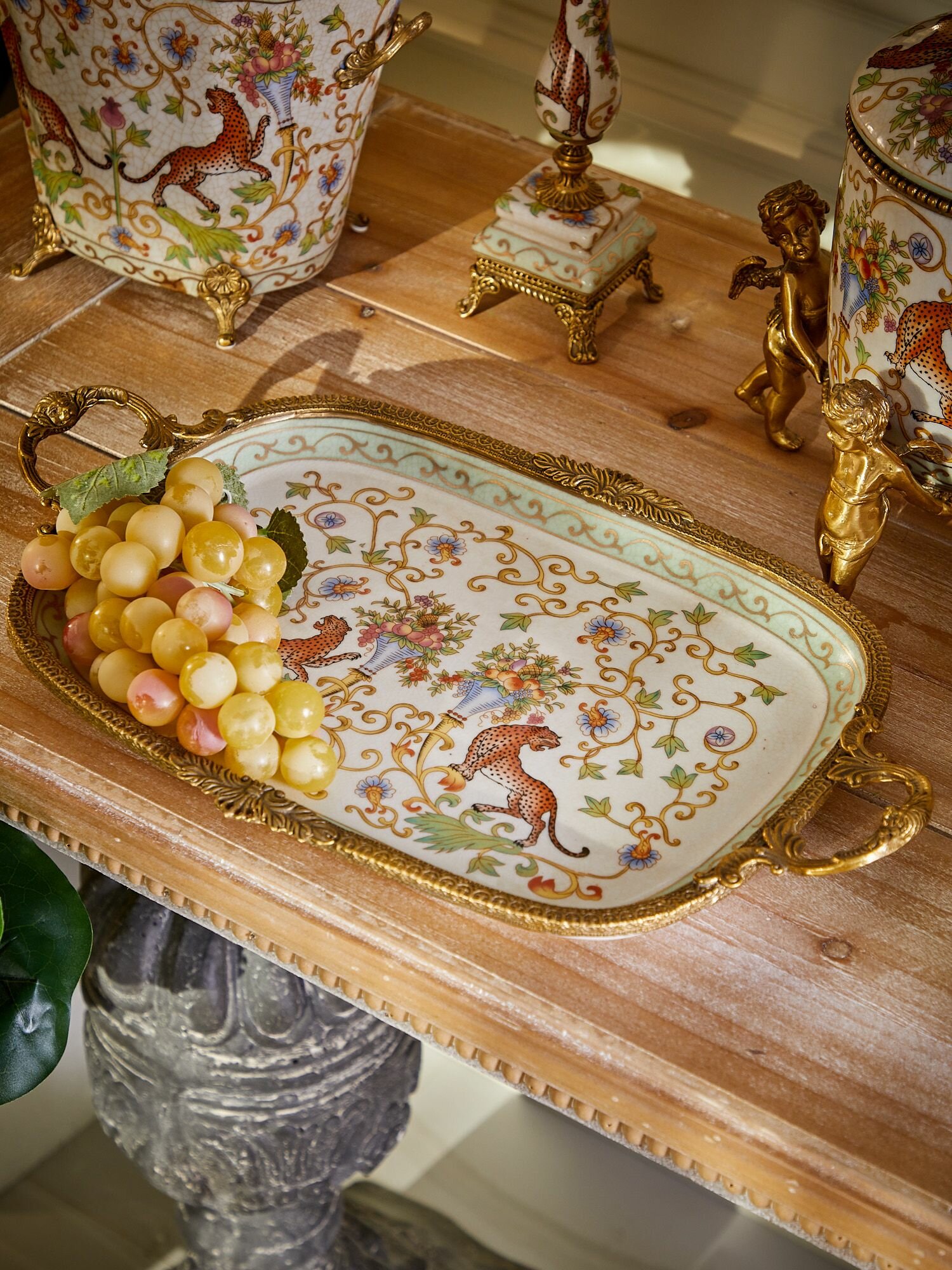 31G2678/C953H/HX1944 Поднос 40х26х5см, фарфор, бронза, Glasar