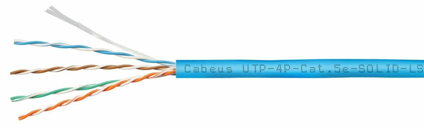 Кабель сетевой Cabeus UTP-4P-Cat.5e-SOLID-LSZH-BL-100, витая пара, Cat.5e, неэкранированный, 100 м, синий — фото 1
