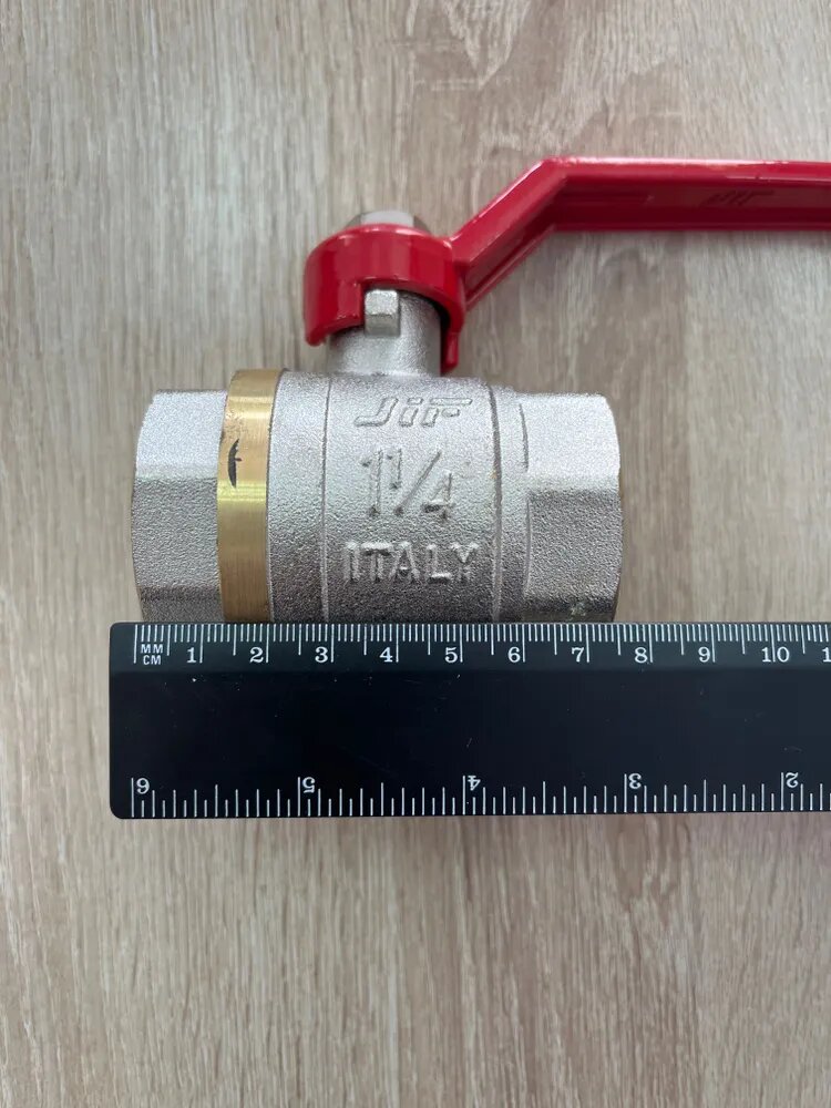 Кран шаровой JIF 1 1/4 "Муфтовый (ВР/ВР) для воды, латунь, серебристый, Китай — фото 1