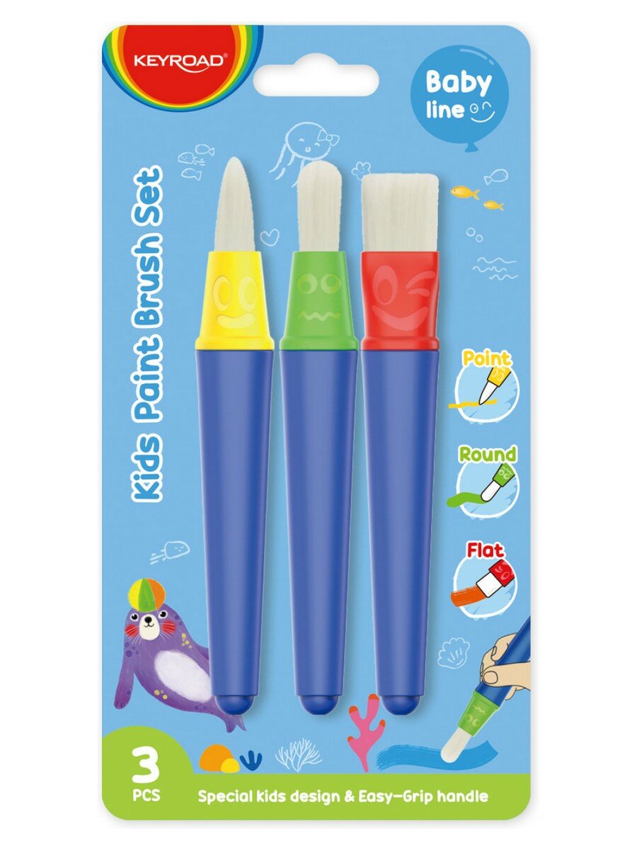 Набор детских кисточек для рисования 3 шт.