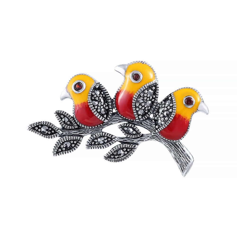 Брошь, серебро, 925 проба, родирование, эмаль