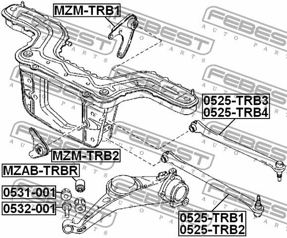 Тяга задн. R MAZDA TRIBUTE EP 2001, 0525TRB4 FEBEST 0525-TRB4