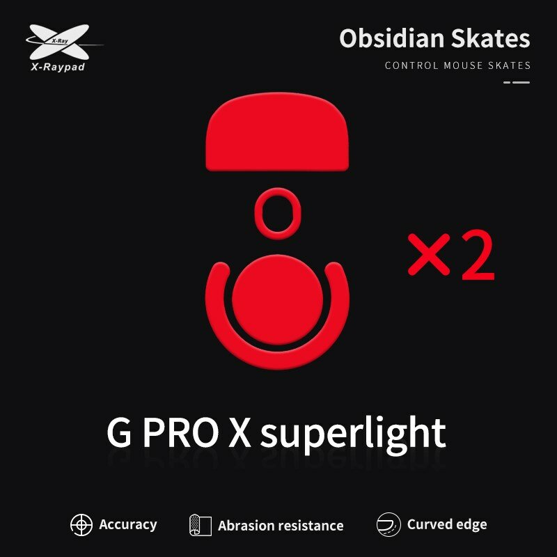 Ножки для мыши (глайды) X-raypad Obsidian для Logitech G Pro X Superlight, комплект из 2-х наборов