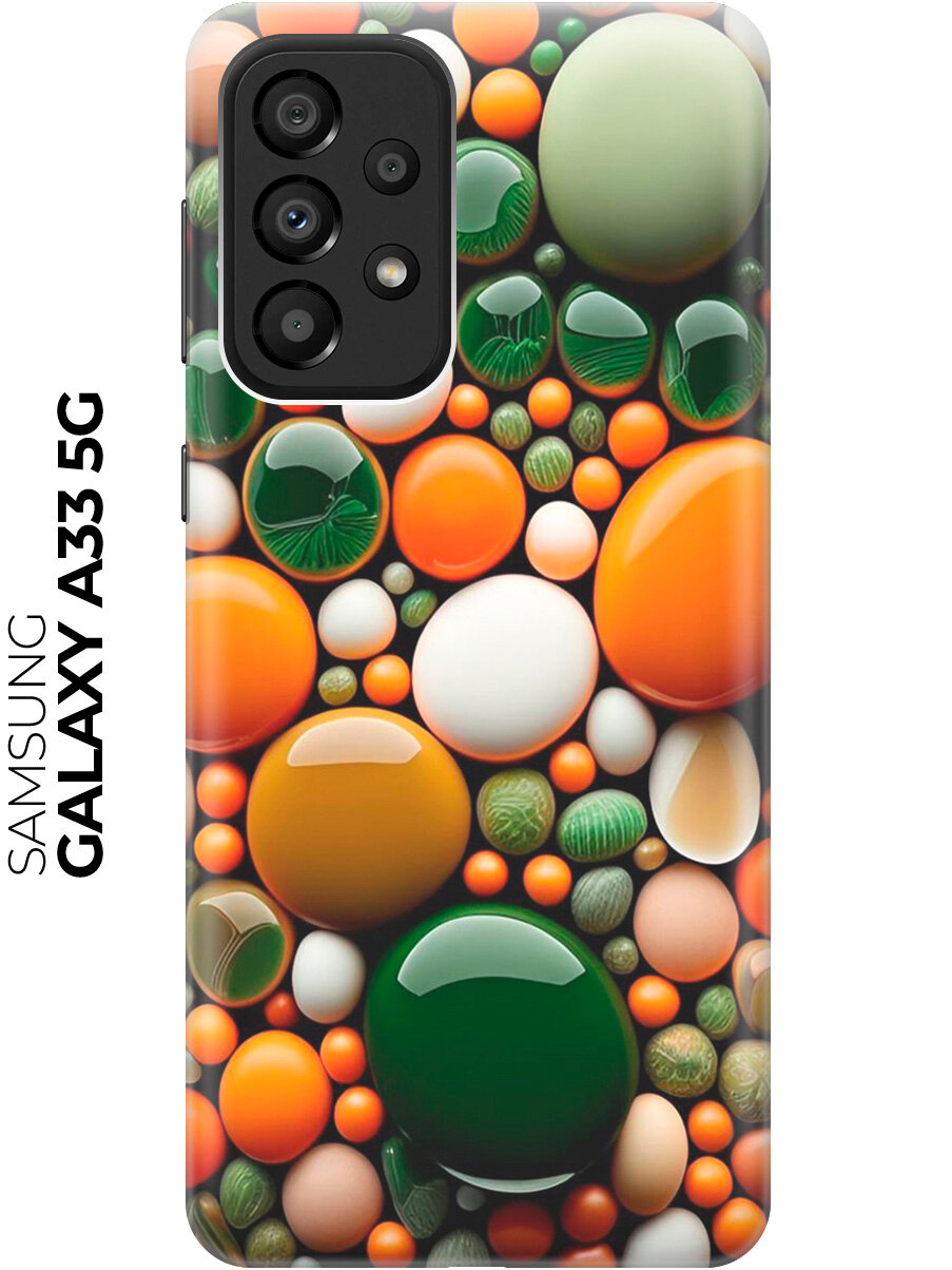 Силиконовый чехол на Samsung Galaxy A33 5G / Самсунг А33 5Г с рисунком "Оранжевые и зеленые камушки"