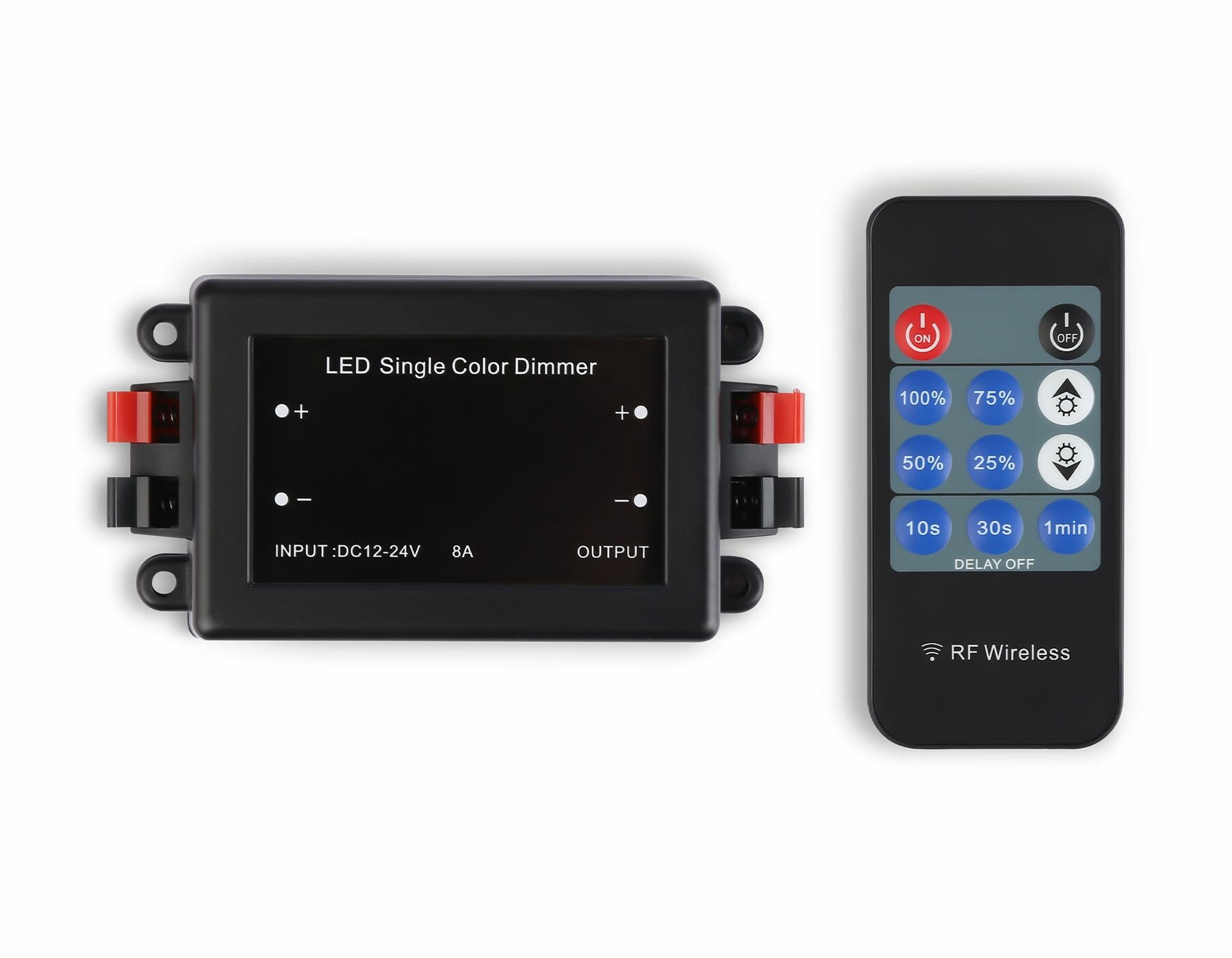 Контроллер диммер для одноцветных светодиодных лент с радио пультом 2.4G 8A 12V 96W/24V 192W