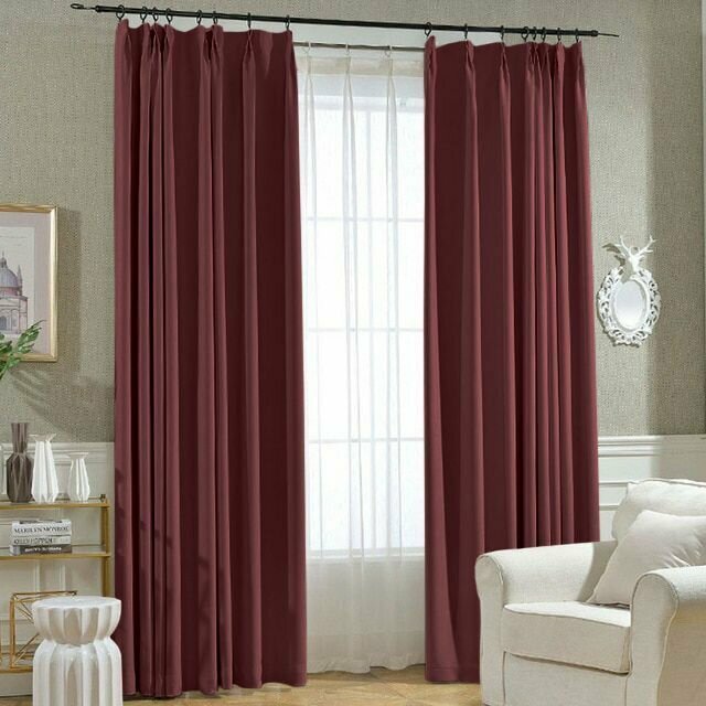 Шторы блэкаут на ленте под крючки ширина 135 см высота 250 см бордовый Цена за 2 шторы БК-ДЛ-ППР-1