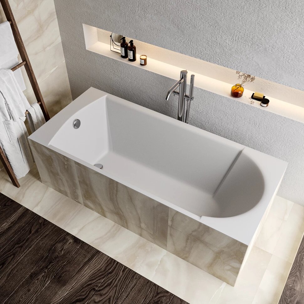 Ванна из литьевого мрамора Marmo Bagno Глория MB-GL170-80 170x80 см, белый