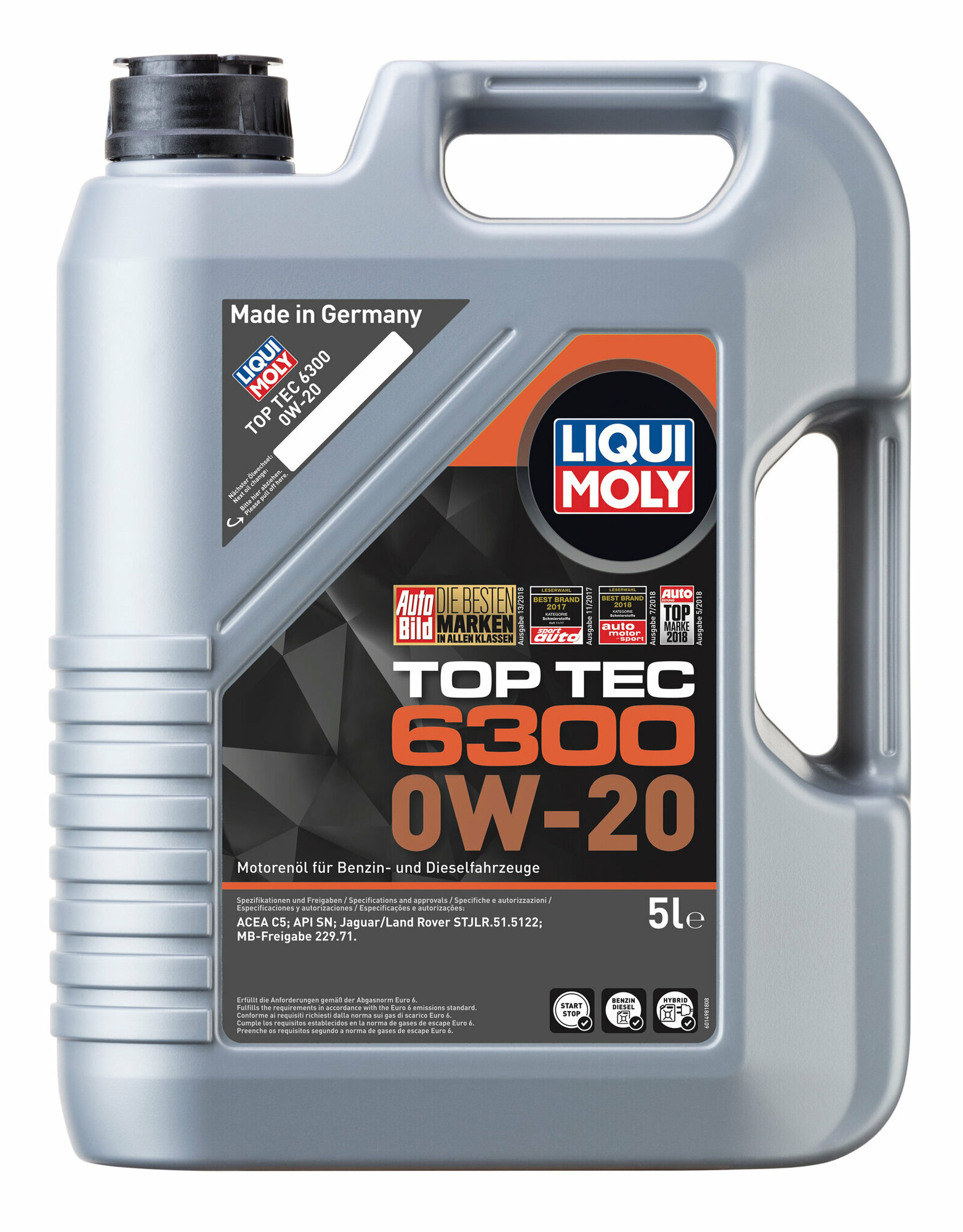 LIQUI MOLY Моторное масло Liqui Moly Top Tec 6300 0W20, синтетическое, 5л