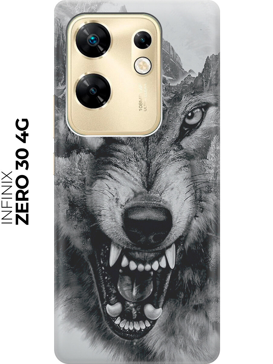 Силиконовый чехол на Infinix Zero 30 4G / Инфиникс Зеро 4г с рисунком "Волк в горах"