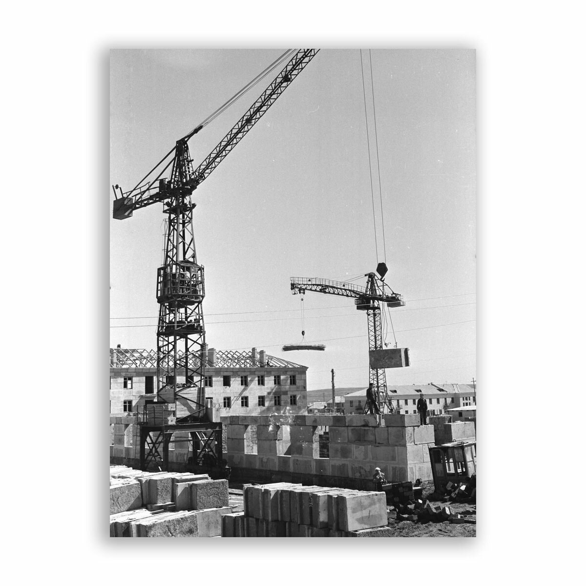 Советский постер, плакат на бумаге / Советское строительство / Размер 30 x 40 см