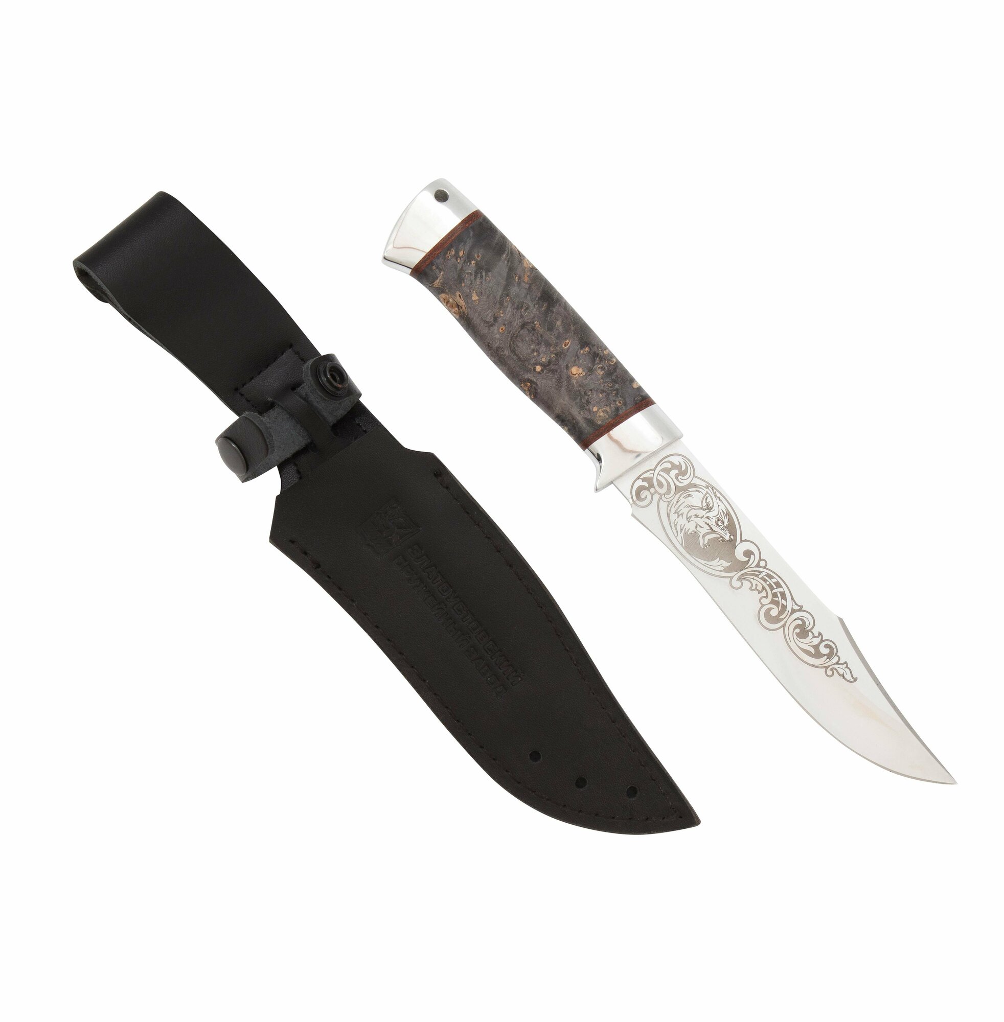 Туристический нож "Волк" (сталь 95x18, кап клена стабилизированный/ал.)