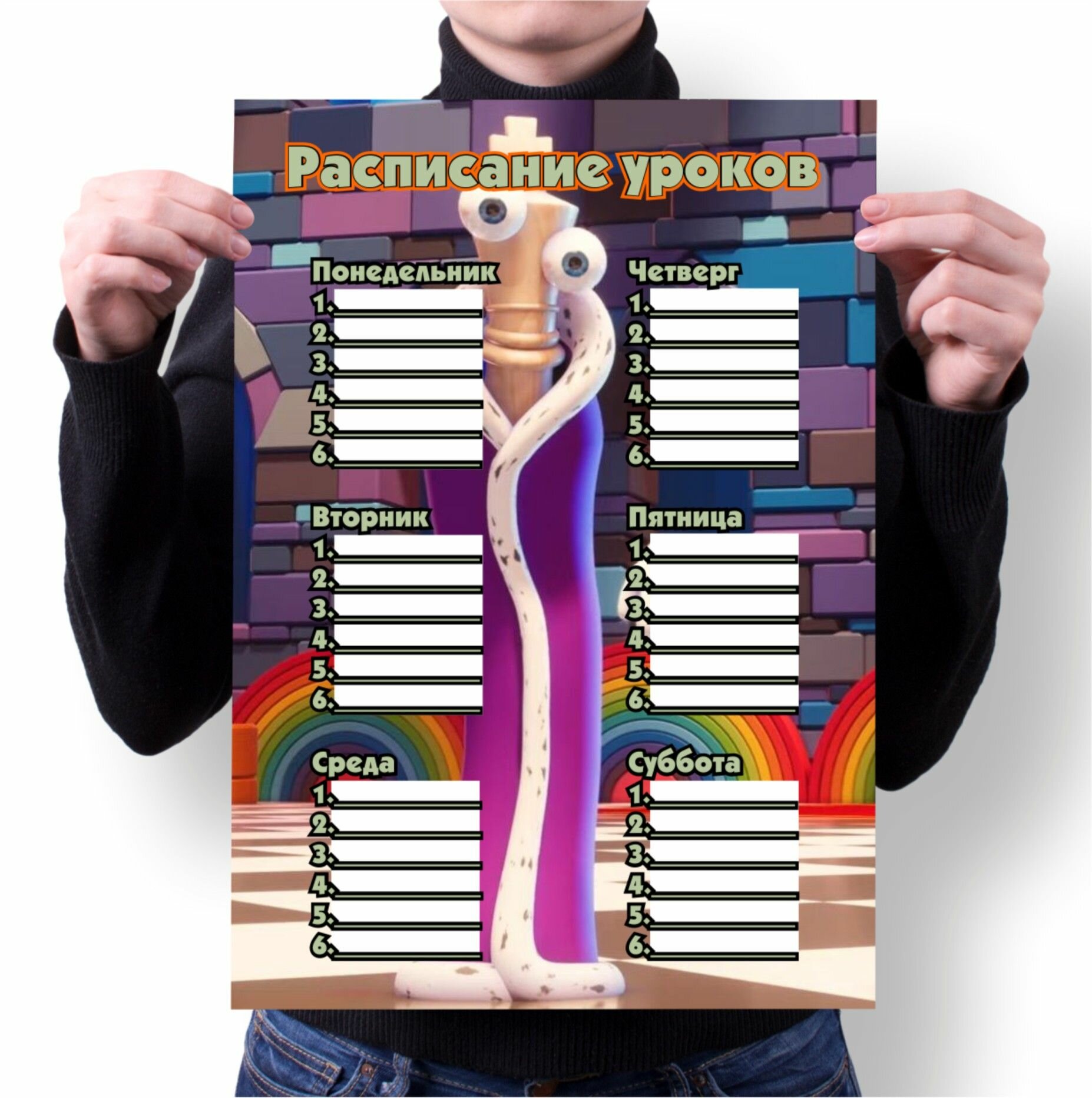 Расписание уроков формата А4, "Цифровой цирк", THE AMAZING DIGITAL CIRCUS