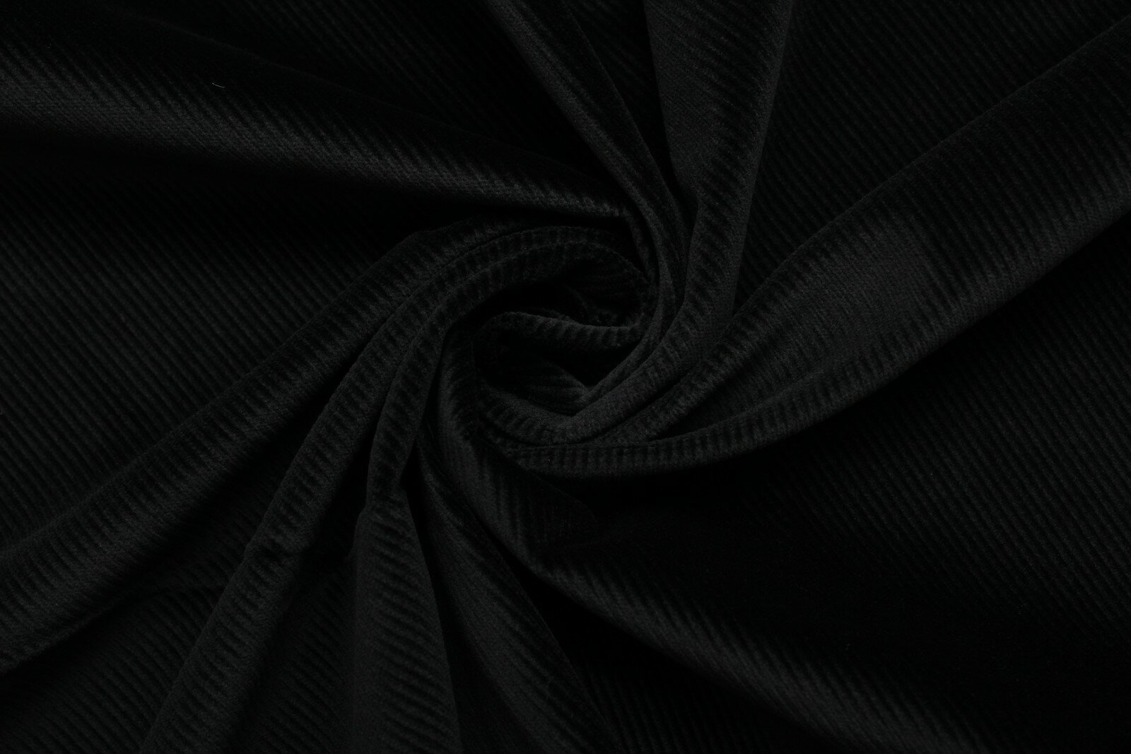 Ткань Бархат-хлопок чёрный в диагональную полоску, ш148см, 0,5 м
