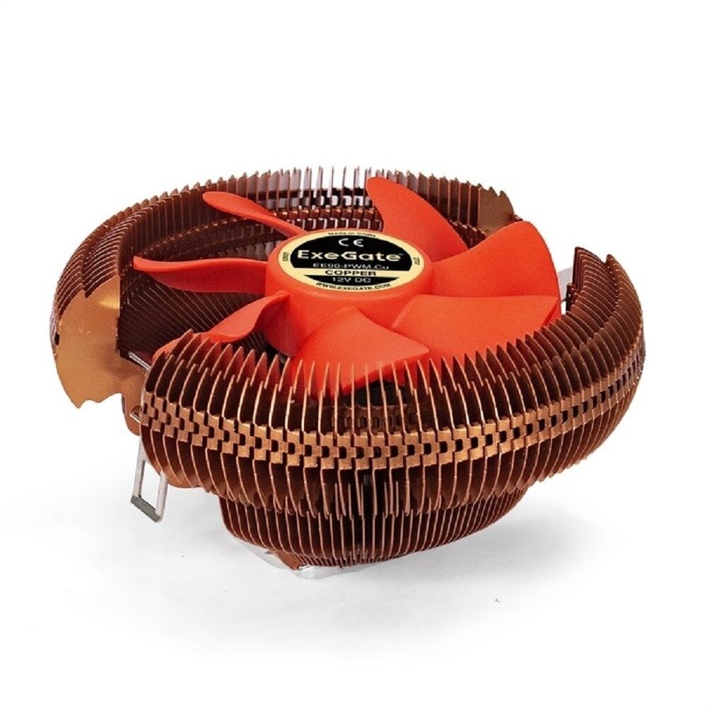 Exegate EX286152RUS Кулер ExeGate Кулер EE90-PWM. Cu (Al+Copper, LGA775/1150/1151/1155/1156/1200/AM2/AM2+/AM3/AM3+/AM4/FM1/FM2/754/939/940, TDP 80W, Fan 90mm, PWM, Hydro bearing, 4pin, 11-24db,